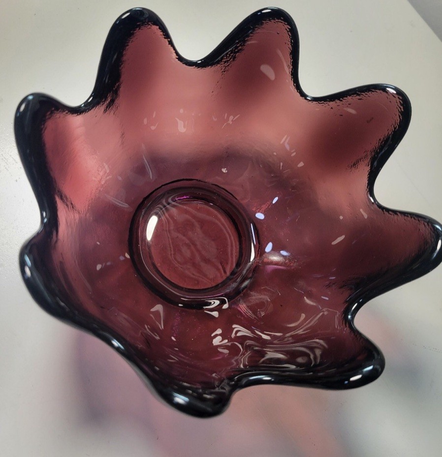 Vintage Blenko Amethyst Purple Glass Lotus Dish Signed by Richard ...