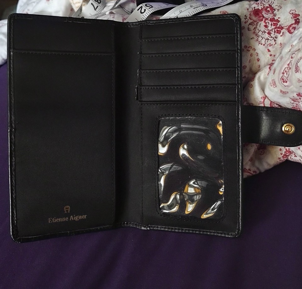 Classic & Vintage ETIENNE AIGNER Black Leather Wallet Credit Cards ...