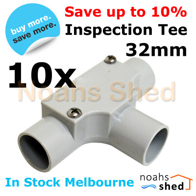 10 X 32mm Conduit Inspection Tee PVC Junction Box Electrical Cable ...