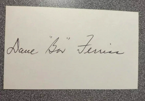 DAVE BOO FERRISS 1946 RED SOX SIGNED AUTOGRAPHED 3x5 INDEX CARD FREE ...