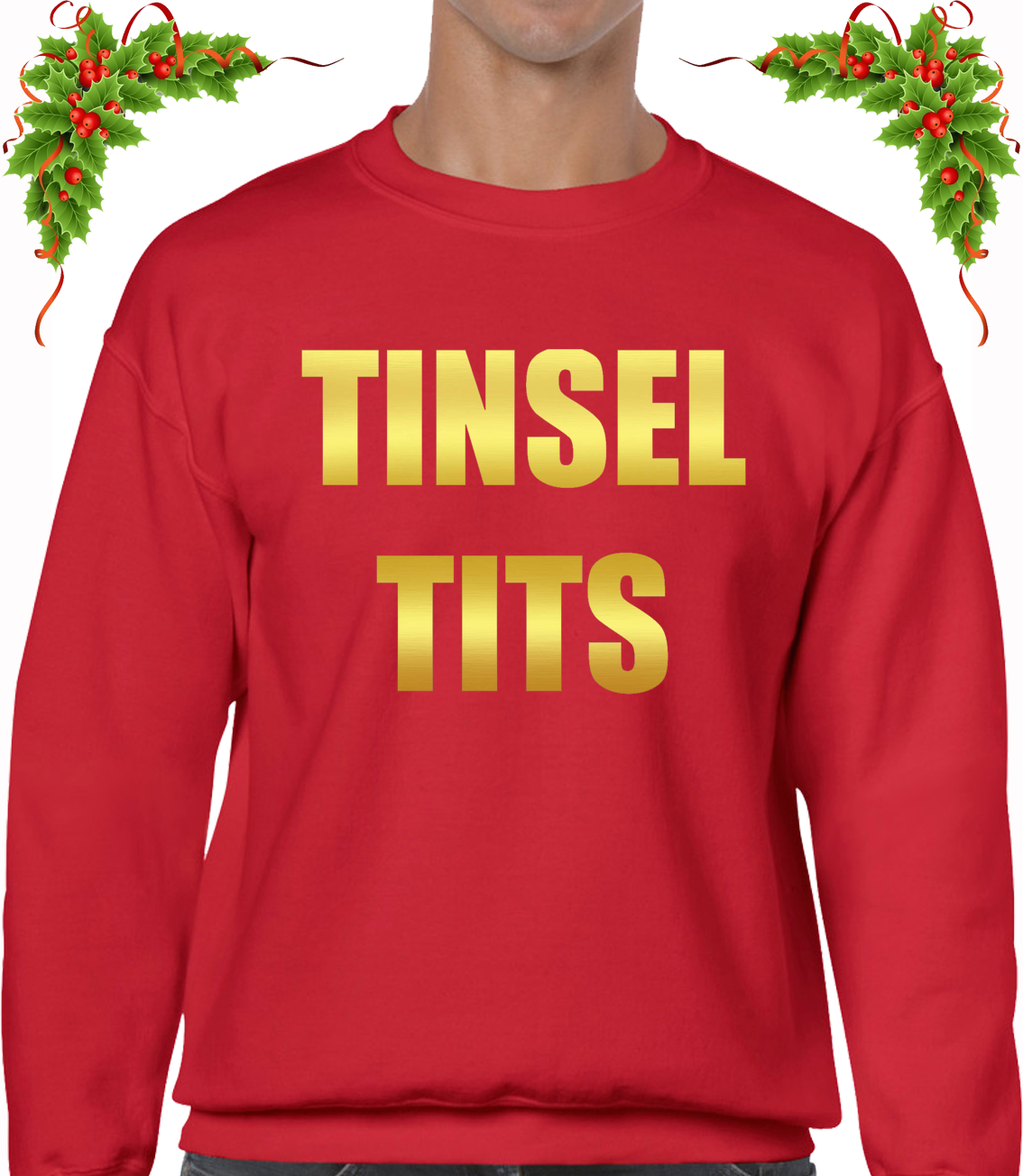 TINSEL T*TS CHRISTMAS JUMPER FESTIVE XMAS TOP JOKE FUNNY GIFT COOL ...