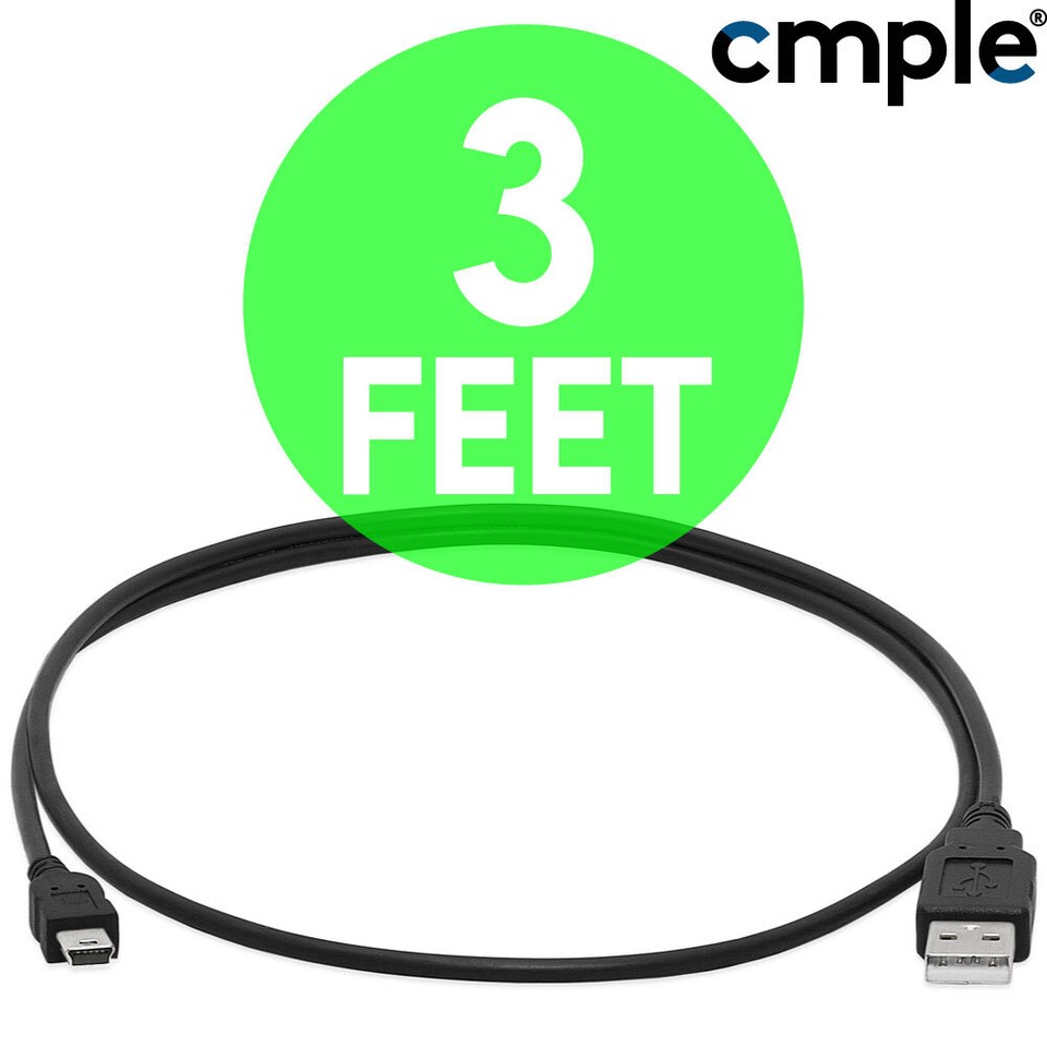 Mini USB Cable Charger Lead USB A to 5 Pin Mini B Sync Charge 1.5ft 3ft ...