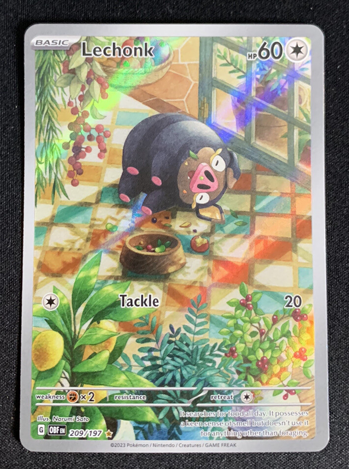 Lechonk 209/197 Obsidian Flames Illustration Rare Holo Pokemon TCG Card ...