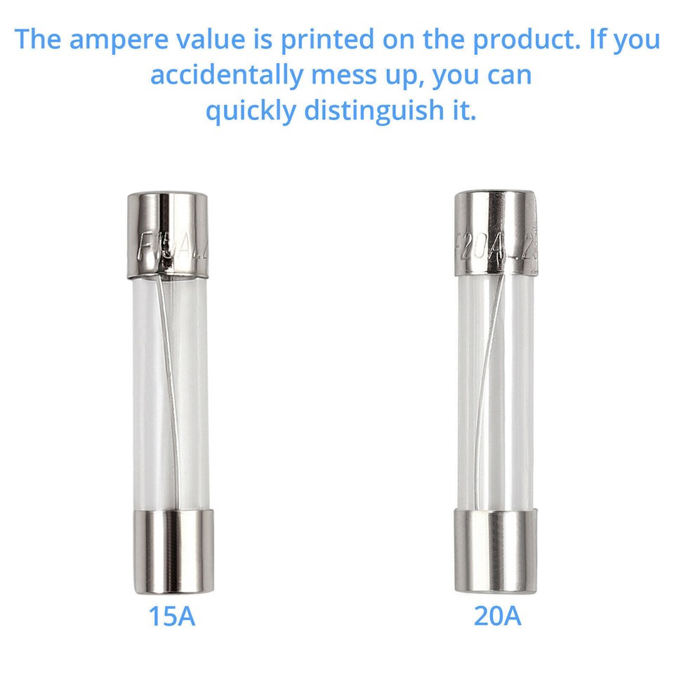 72/200x Assorted Glass Fuses 5x20mm 6x30mm Box Fuse Quick Fast Acting ...