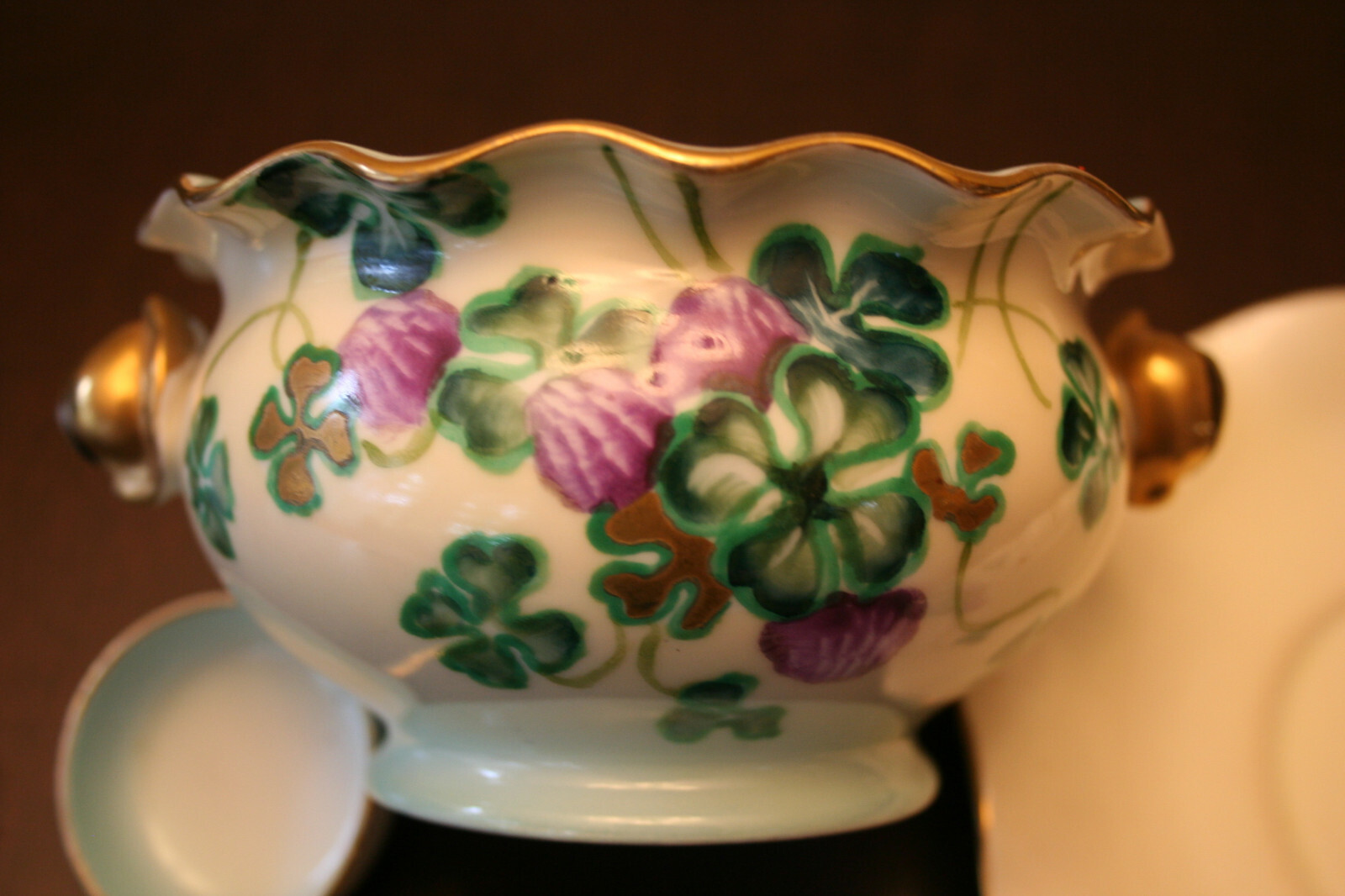 Noritake Purple CLOVER Mayonnaise Bowl w/ Spoon Plate 1920s Sauce | eBay