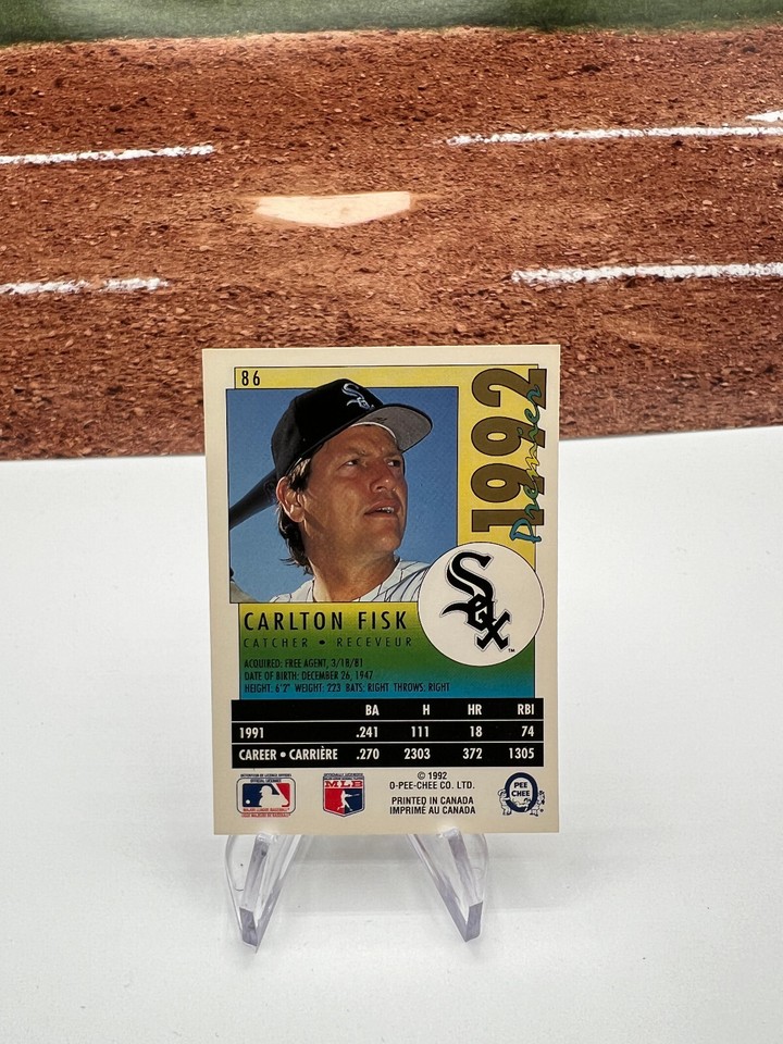 1992 O-Pee-Chee Premier Carlton Fisk Baseball Card #86 Chicago White ...