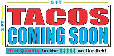 TACOS COMING SOON Banner Sign NEW 2x5 | eBay
