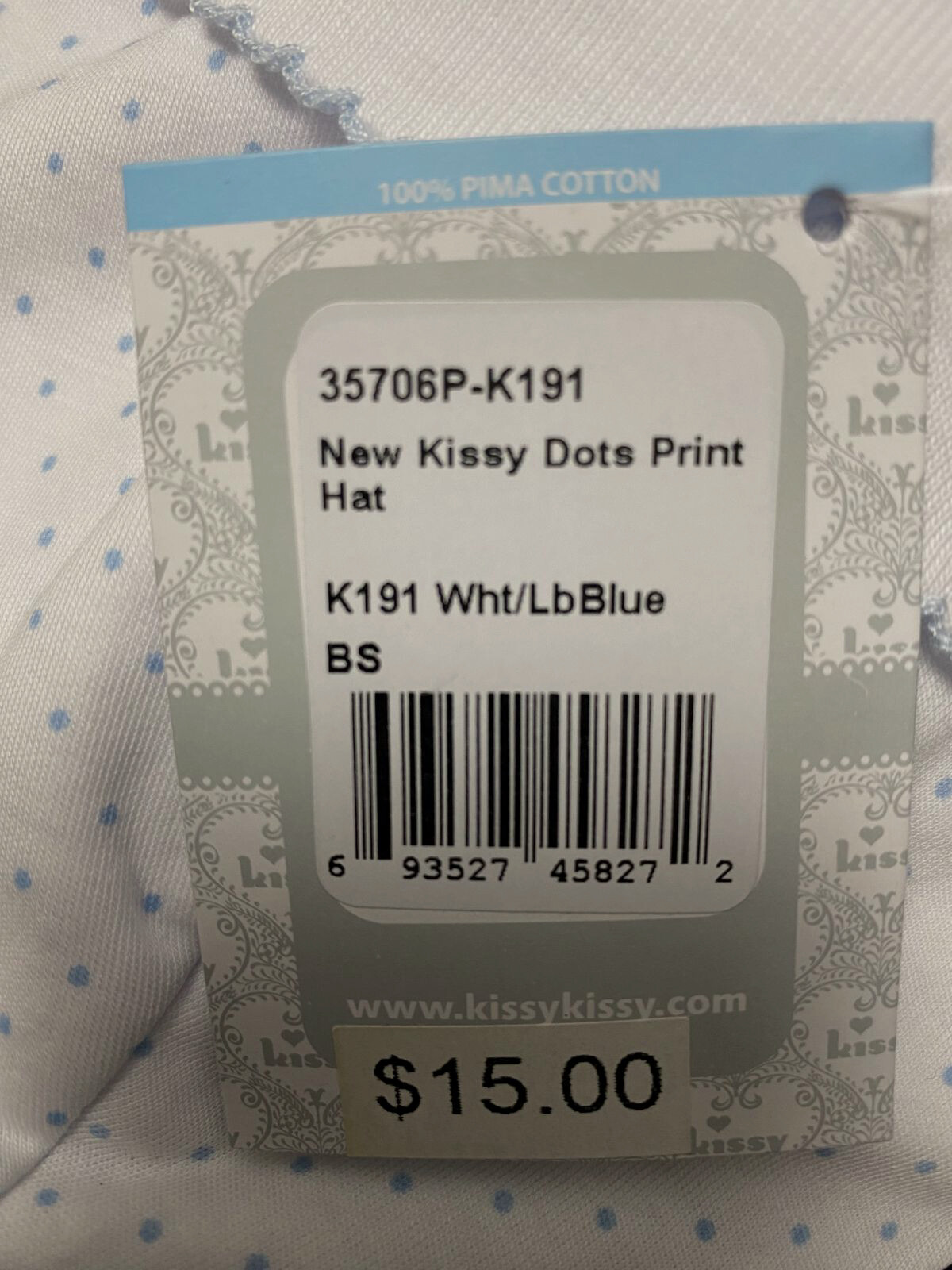 Kissy Kissy Boy's White Blue Polka-Dot Print Baby Hat Size SM (0-3M/3 ...