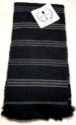 BIANCA KITCHEN TEA TOWELS (3) BLACK STRIPES MADE IN PORTUGAL 100% ...