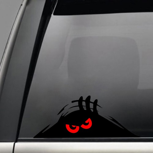2x Red Eyes Monster Peeper Scary Vinyl Decal Door Window Car Sticker ...