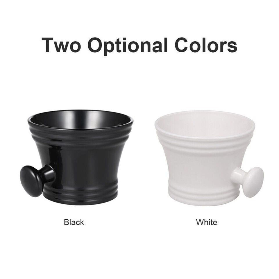 WHITE BLACK Shaving Soap Bowl /Mug With Handle unbreakable plastic ...