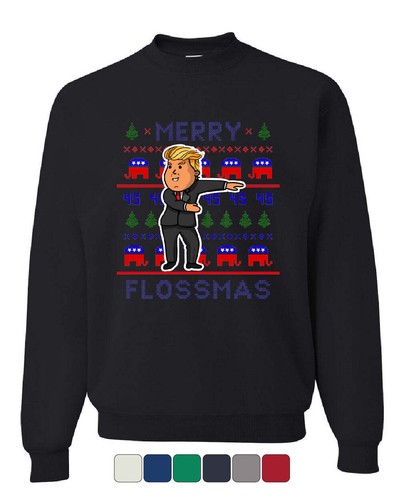 Merry Flossmas Sweatshirt Christmas Xmas Ugly Sweater Trump Floss ...