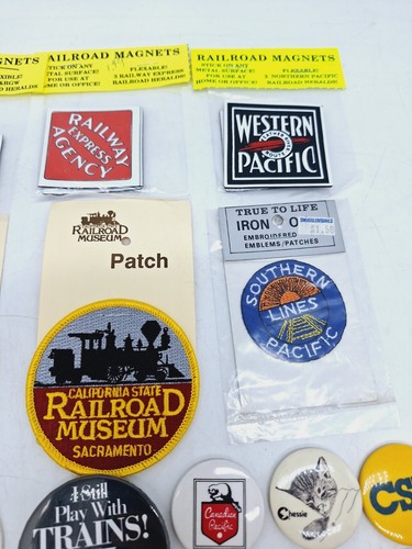 Lot of 32 Railroad Train Buttons Magnets Patches Southern Pacific CSX ...