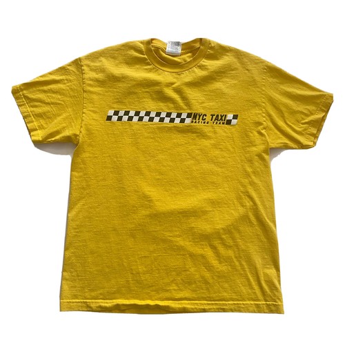 NYC Taxi Racing Team Graphic Tee T-Shirt Size Large Yellow Mens Short ...