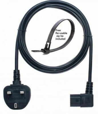 10M IEC C13 to 3 Pin UK Mian Plug Right Angle Kettle Lead Cable Power ...