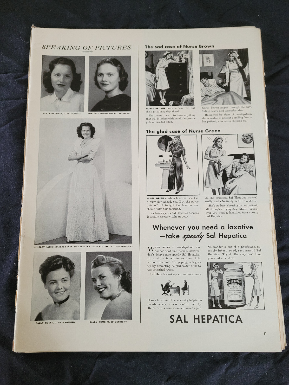 VTG 1941 Orig Magazine Ad Sal Hepatica Laxative The Sad Case of Nurse ...