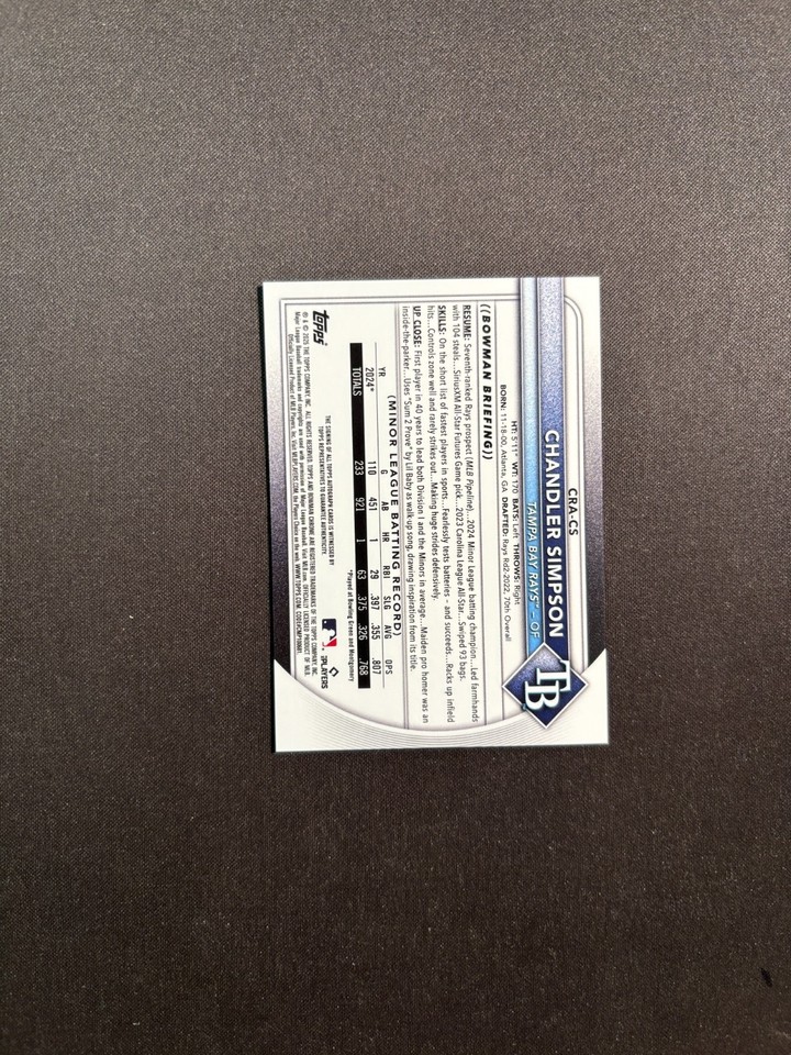 2025 Bowman Chrome Chandler Simpson Rc Rookie Chrome base auto BJMY | eBay