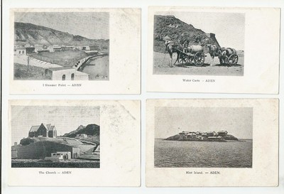 Aden 4 old postcards, Hint Island, The Church, Steamer point, Water ...