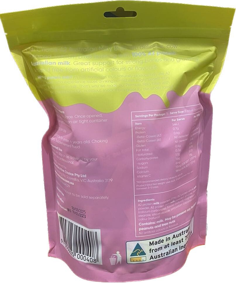 Ozi Choice A2 Calcium Milky Bites x 100 Mini Bags Kids Nutritious ...