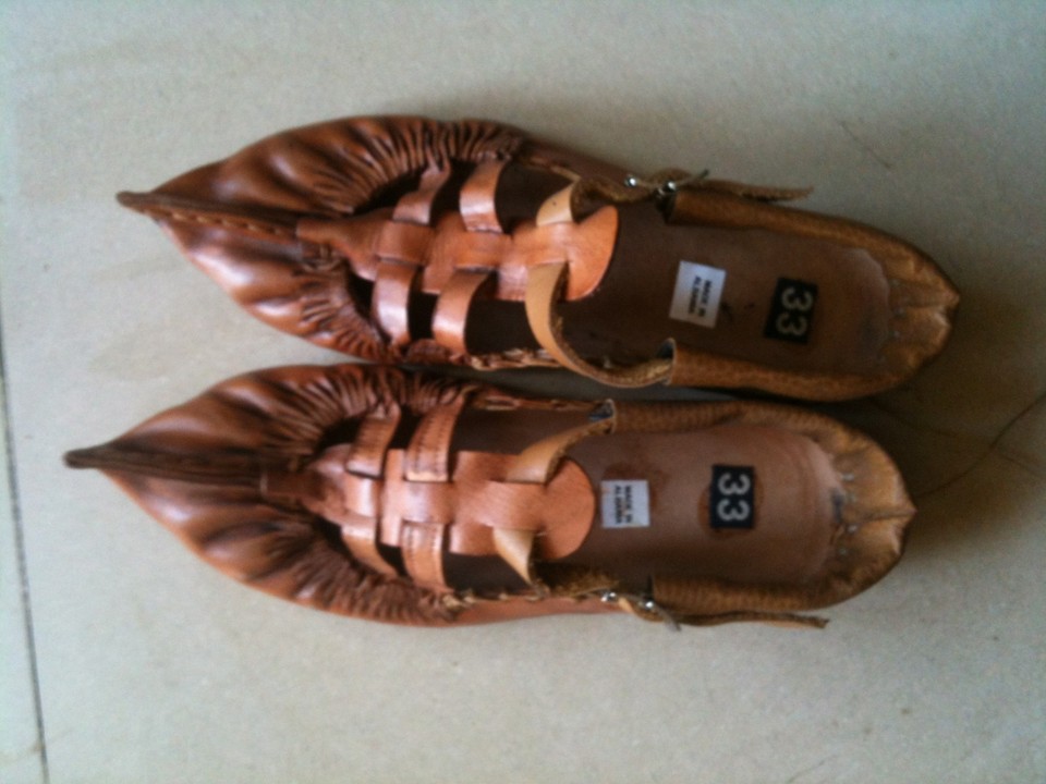 NEW ORIGINAL HANDCRAFTED LEATHER SHOES UNISEX-FOLK SANDALS OPINGA-SIZE ...