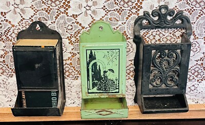 Vintage Metal/Cast Iron Match/Match Box Holders Wall Mount SOLD ...