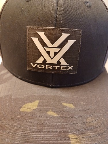 VORTEX Cap Logo Mesh Snap Back Black Cap Camo Design Front Bill Brand ...