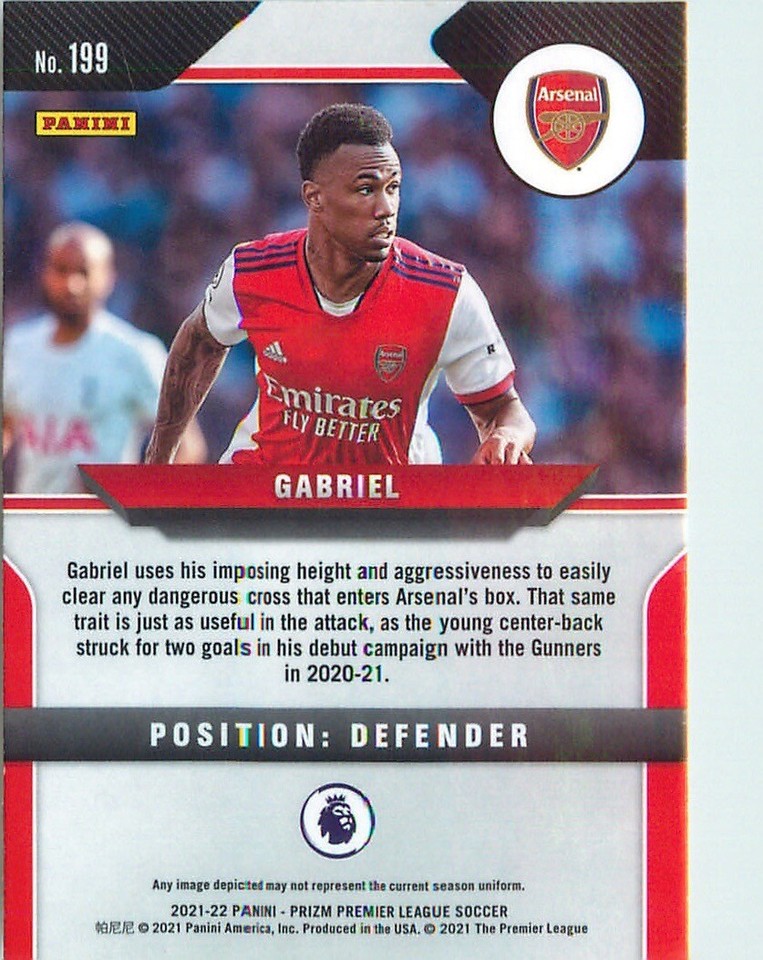 Gabriel 2021-22 Panini Prizm Premier League Soccer Chrome Base Card ...