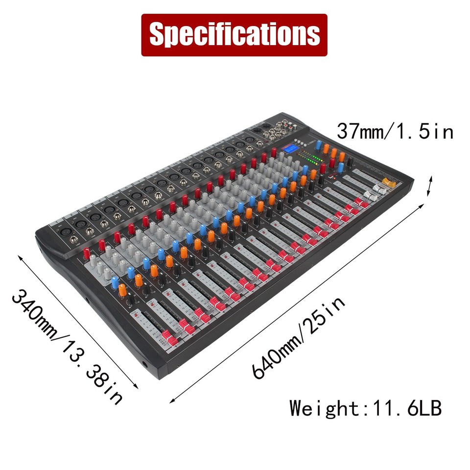 Pro 16 Channel Power Mixer Audio Mixing Console 16 DSP w/USB 110-220V ...