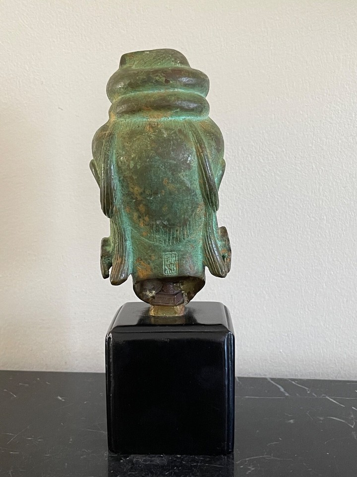 Vintage Signed Bronze Asian Bust Statue Mounted on Wood Base | eBay