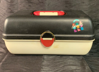 VTG Caboodles 2 Tier Mirror Cosmetic MakeUp Case Organizer Black White ...