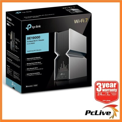 TP-Link Archer BE800 BE19000 Tri-Band Wi-Fi 7 Router 2x 10G 2.5G Ports ...