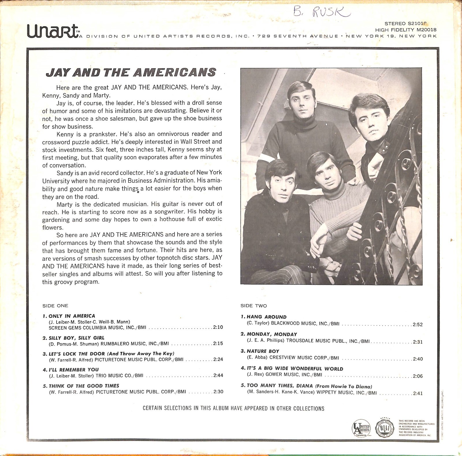 LP Jay & The Americans!! Unart Records – S 21018 US - 1967 | eBay
