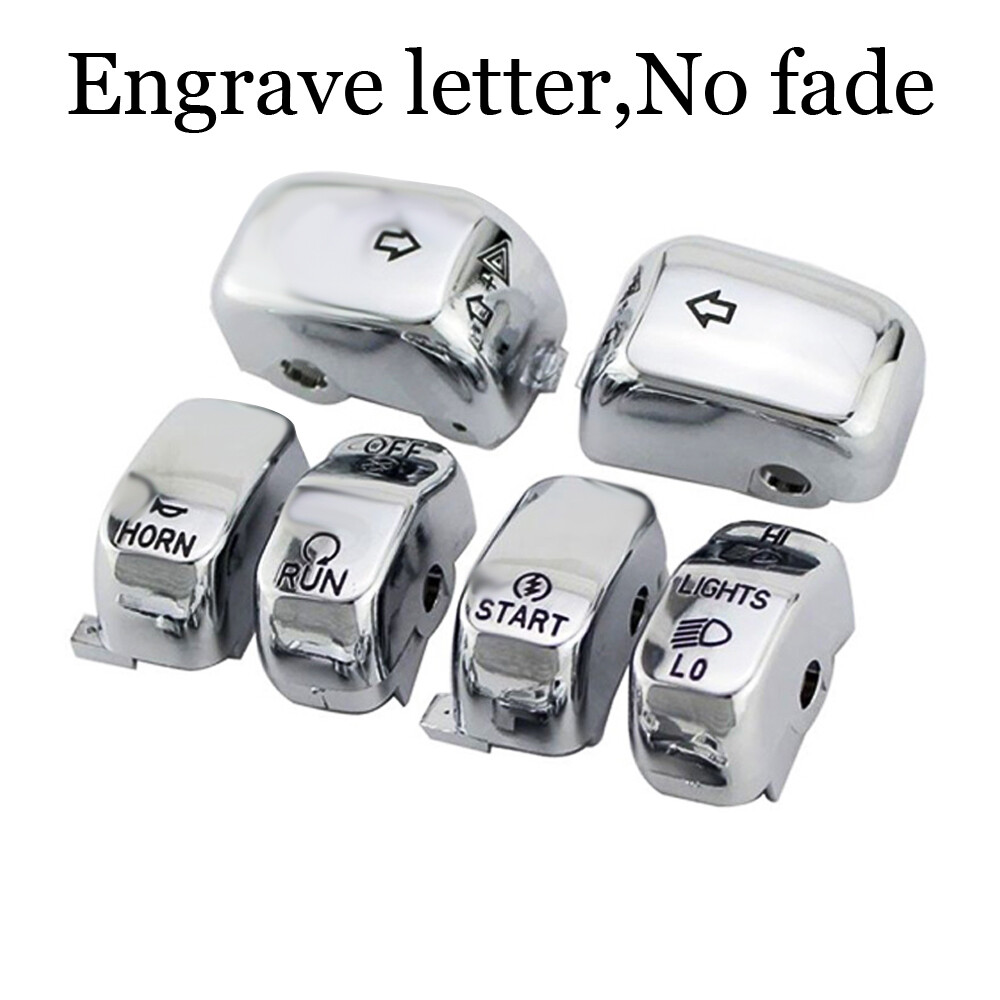 6pcs Chrome Hand Control Switch Button Caps For Harley Road King ...