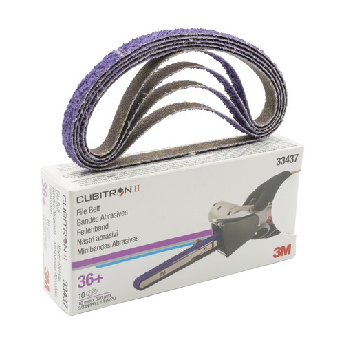 3M Cubitron 2 II 36 Grit File Belt 10mm x 330mm - 33437 786F - 10 Pack ...