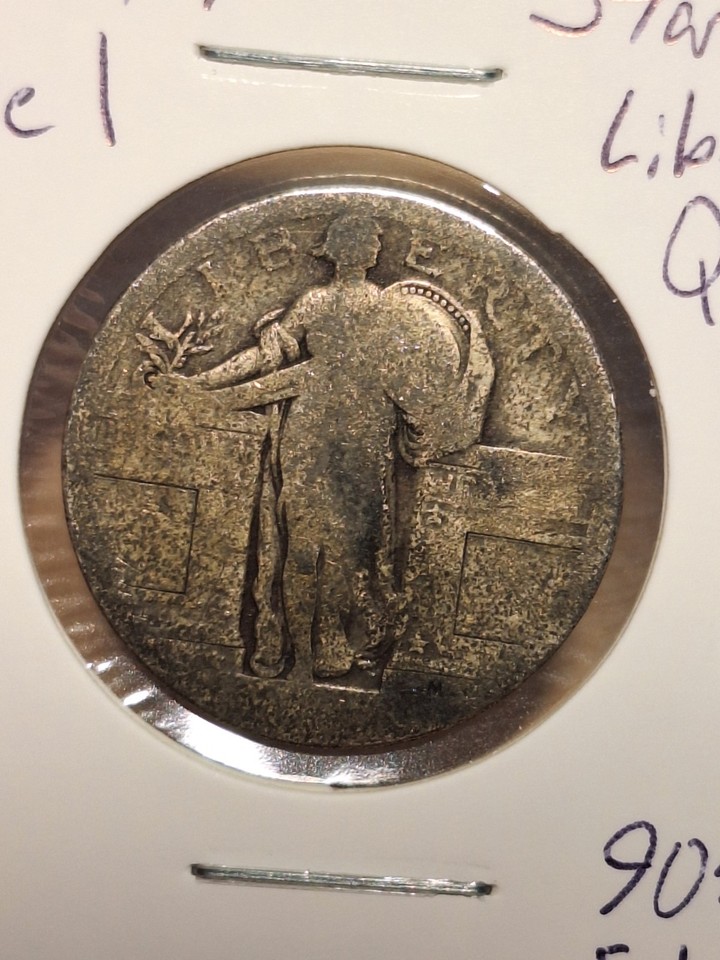 1916/1917 Type 1 Standing Liberty Quarter FR 90% Silver Nice Patina No ...