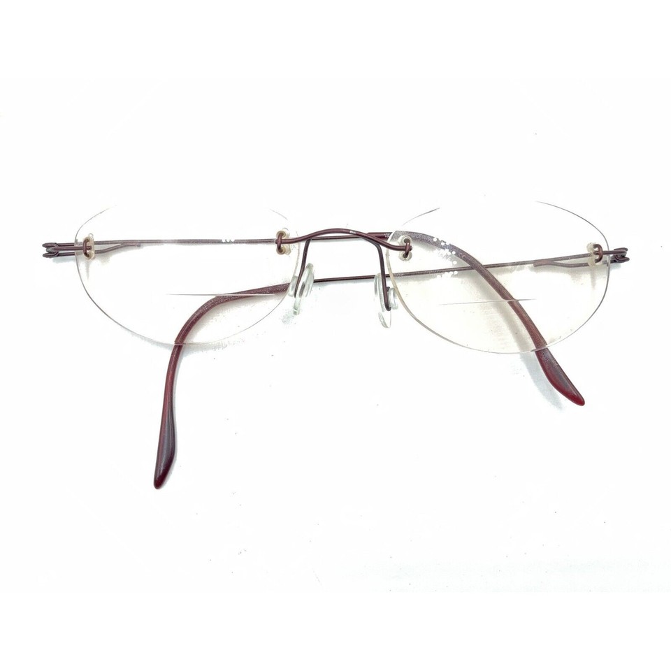 Safilo Titanium Lightweight Dark Red Brown Rimless Eyeglasses Frames ...