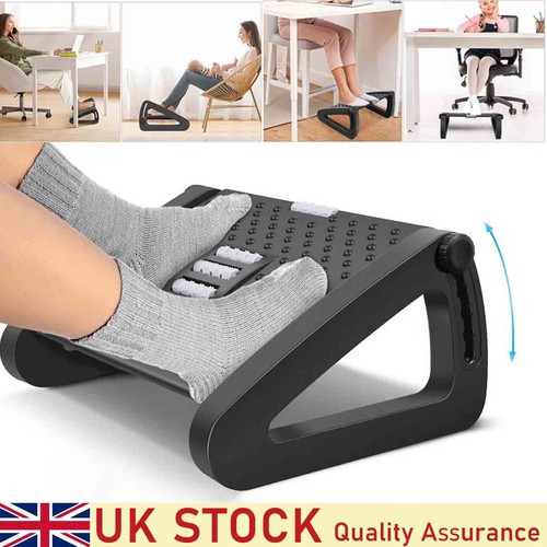 Office Foot Rest Desk Footrest Leg Rest Stool Adjustable Height Angle ...