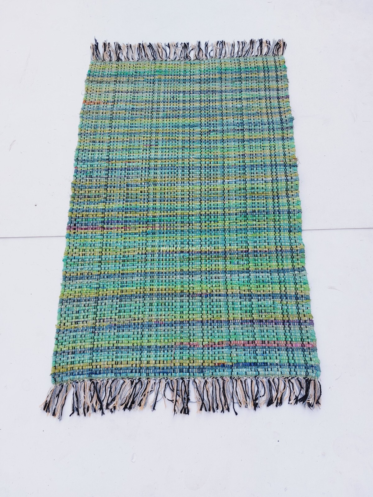 Handmade Cotton Recycled Indian rugs green Chindi Rug Area Rag Rugs Mat ...