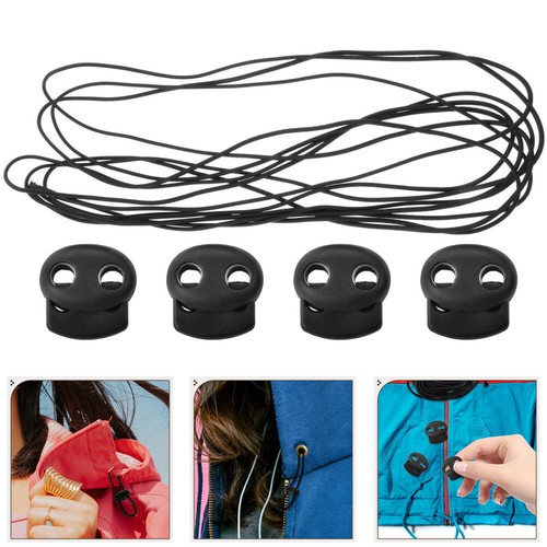 Black Cord Locks with Elastic Rope for Drawstrings and Clothing | eBay UK