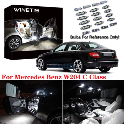 18x Xenon White LED Interior Lights Package Kit For Mercedes Benz W204 ...