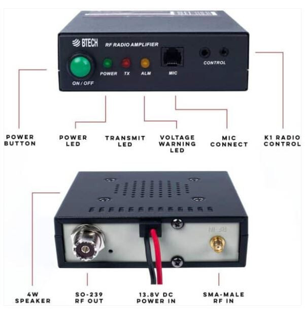 Btech Linear RF Amplifier VHF 136-174MHz, 2 Meter Power Boost, Mobile ...