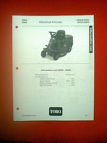 TORO 04 05 REAR ENGINE RIDER MODELS 1332-H & H132 (INT'L ...