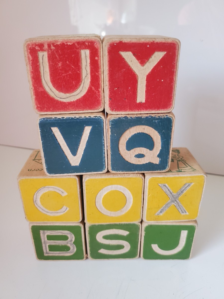 Vintage Wooden Alphabet Blocks 21 VINTAGE WOOD TOY ALPHABET BLOCKS 8