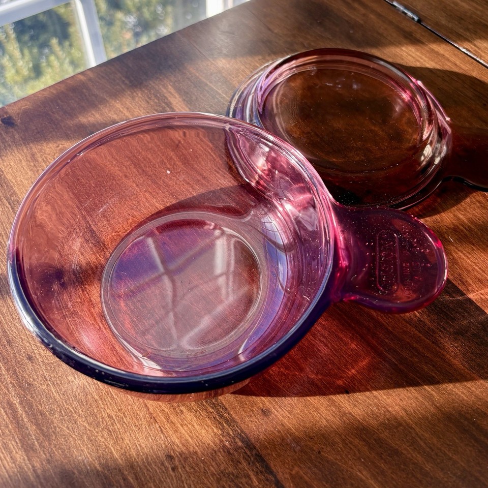 Corning Ware Pyrex Vision Grab-It Bowl Dish Glass Lid V-150-B Cranberry ...
