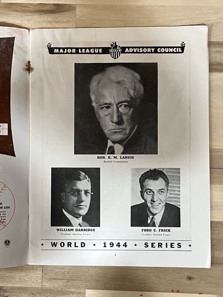 Original 1944 World Series Souvenir Program St Louis Browns & Cardinals ...