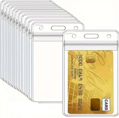 Clear ID Card Badge Pass Holder Pocket Plastic Wallet 2 Types For ID ...