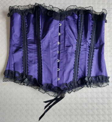 Purple satin look Corset Boulevard overbust corset | eBay UK