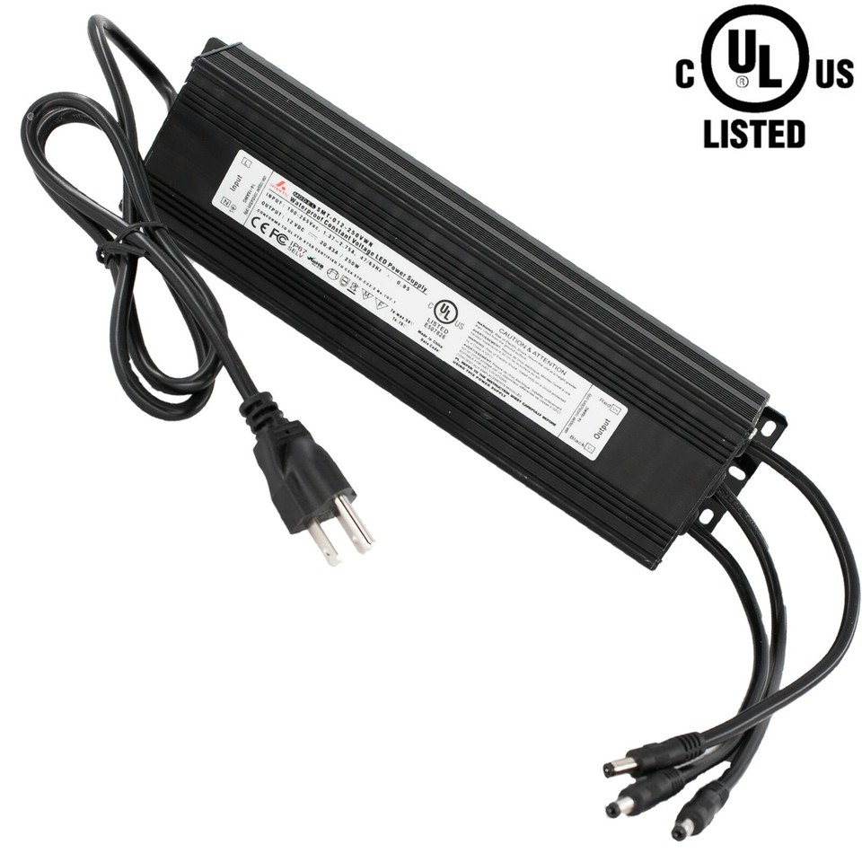 UL listed LED SIGN POWER DRIVER 12V 150W 250w waterproof IP67 +AC PLUG ...