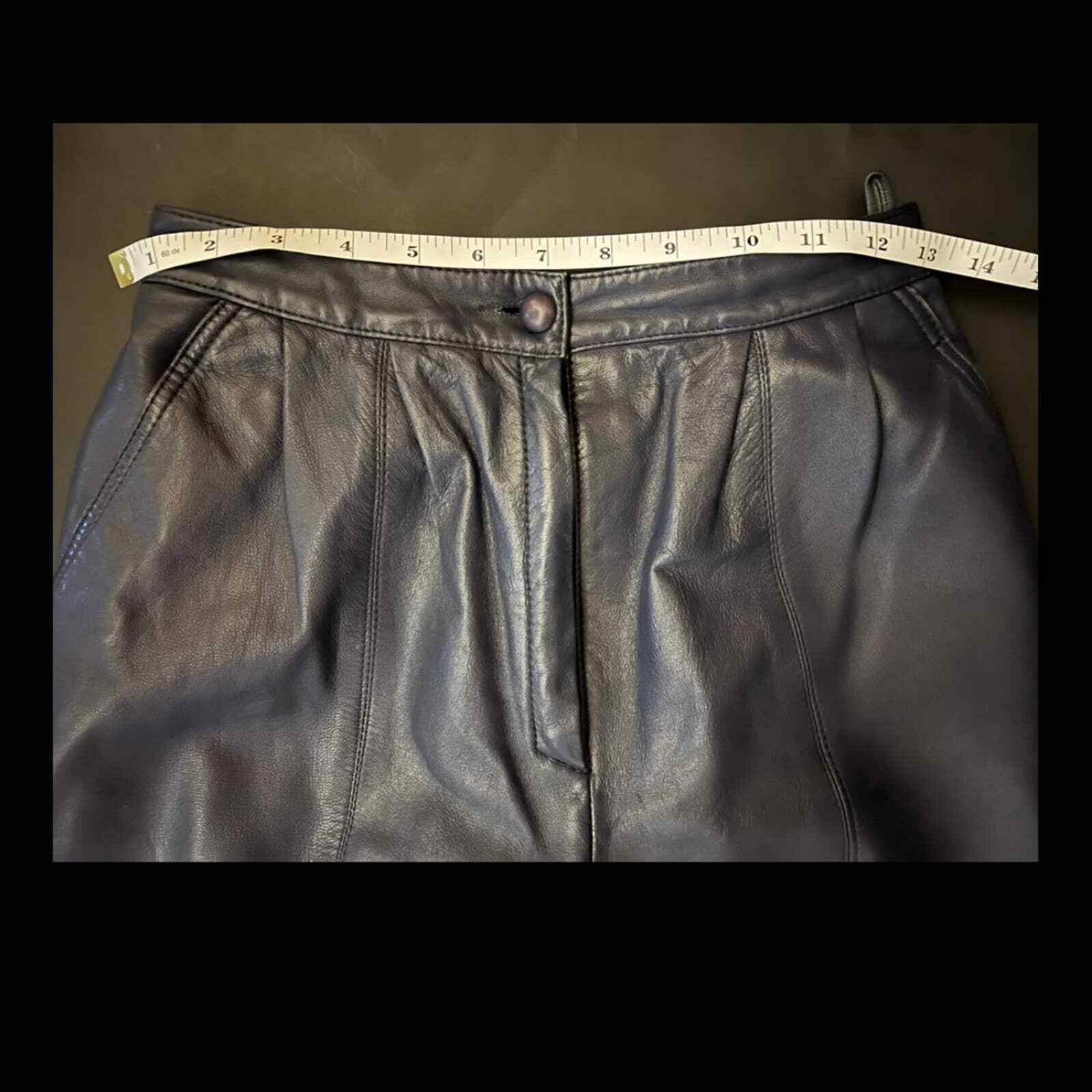 1980’s Miss Astor Navy Blue Vintage Leather Pleated H… - Gem