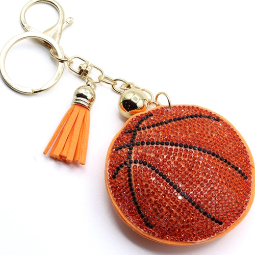Bling Crystal Orange Black Basketball Tassel Keychain Keyring Bag Purse ...